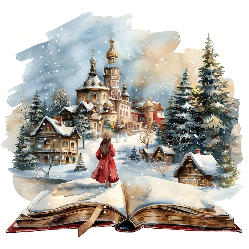JPEG Fantasy Winter Scenery Book Clipart Bundle Magical Book Magical ...