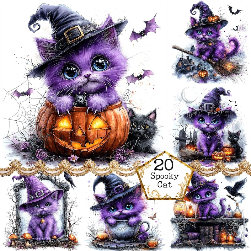 Watercolor Witch Clipart - Etsy