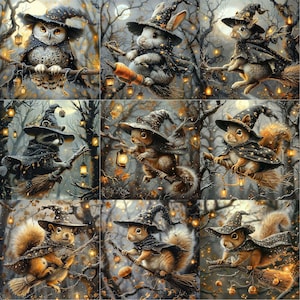 JPEG Witch Animal on a Broomstick in an Enchanted Forest Graphics ...