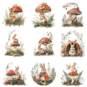 PNG + JPEG Watercolor Forest Mushroom Clipart Bundle Magical Mushroom ...
