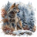 Watercolor Winter Wolf Forest Clipart Bundle JPEG Commercial Printable ...