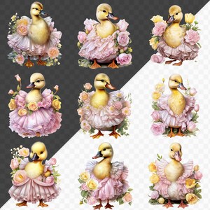 Princess Duck Clipart Bundle PNG Lady Duck in Pink Dress Clipart ...