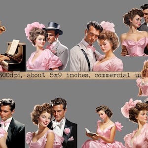 Retro Couple Clipart Bundle Retro Love Clipart Retro Lover PNG Vintage ...