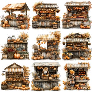 JPEG Watercolor Autumn Stands Clipart Bundle Instant Download Autumn ...