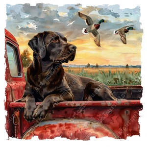 JPEG Mallard Duck Labrador Dog and Red Truck Clipart Bundle JPEG ...