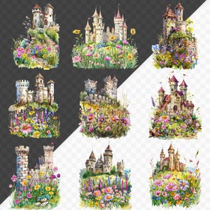 Watercolor Medieval Castle Clipart Bundle Royal Clipart Majestic PDF ...