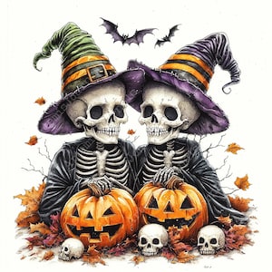 JPEG Halloween Skeleton Friends Clipart Bundle Halloween Friends ...