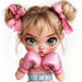 JPEG Cute Chibi Boxing Girl Clipart Bundle Pink Fashion Girl Strong ...
