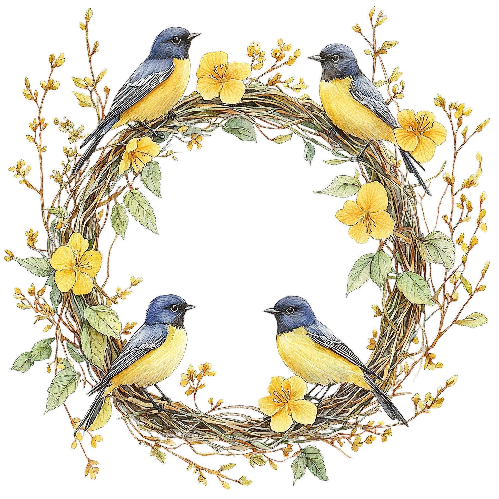 PNG + JPEG Watercolor Spring Wreath Clipart Bundle Spring Clipart ...