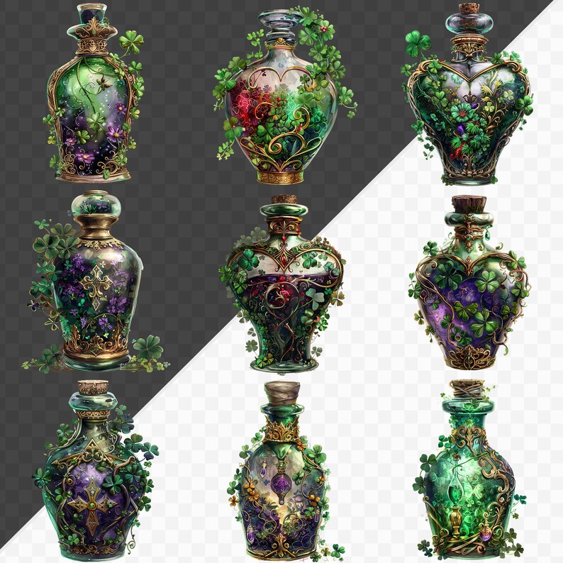 Luck Potions Clipart Bundle Watercolor Clipart St Patrick's Clipart ...
