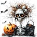 JPEG Spooky Whimsical Fashion Skeleton Girl Clipart Bundle Scary Girl ...