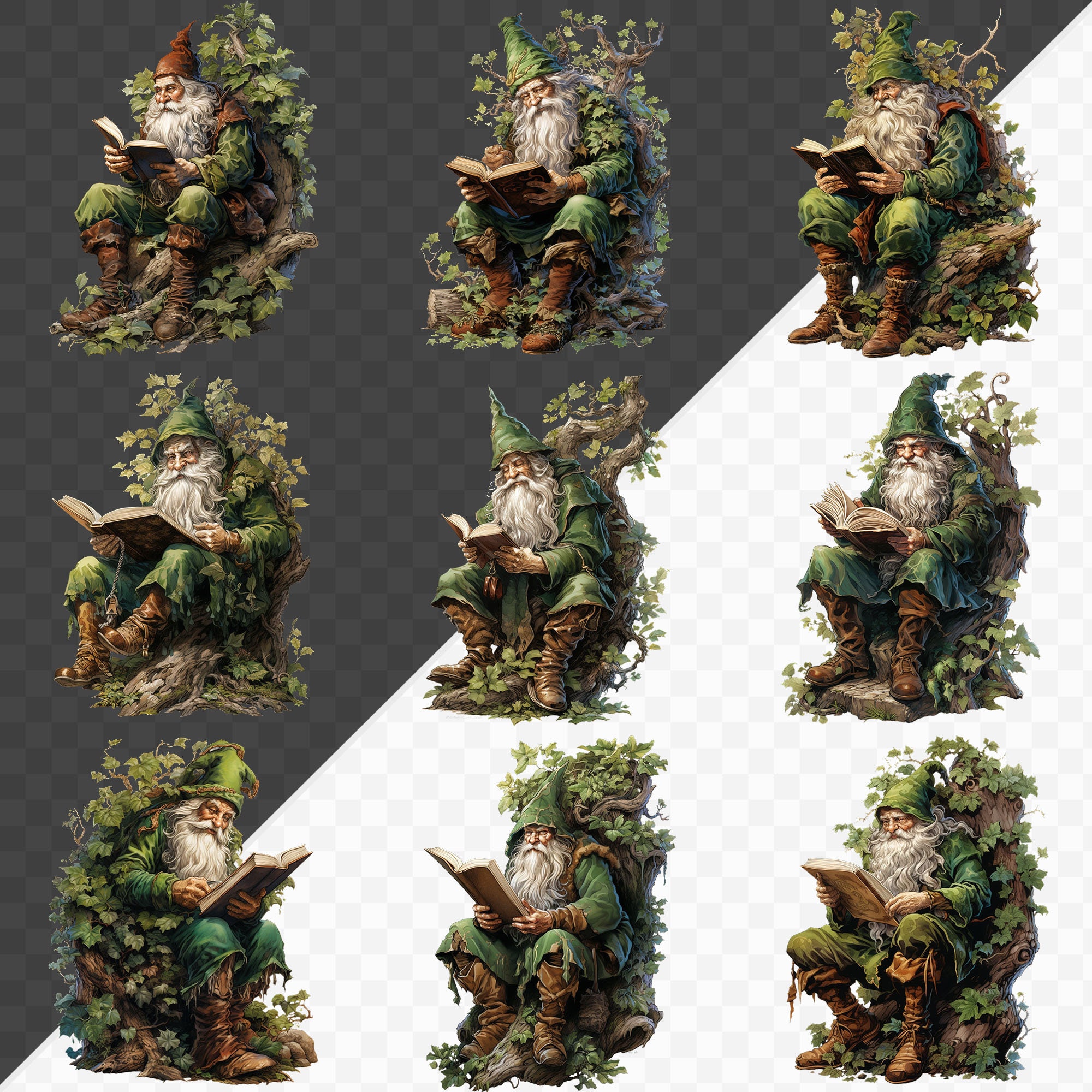 PNG Watercolor Forest Elf Clipart Bundle PNG Tree Elf PNG Instant ...