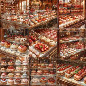 JPEG Watercolor Pastry Shop Illustrations JPEG Vintage Bakery Clipart ...