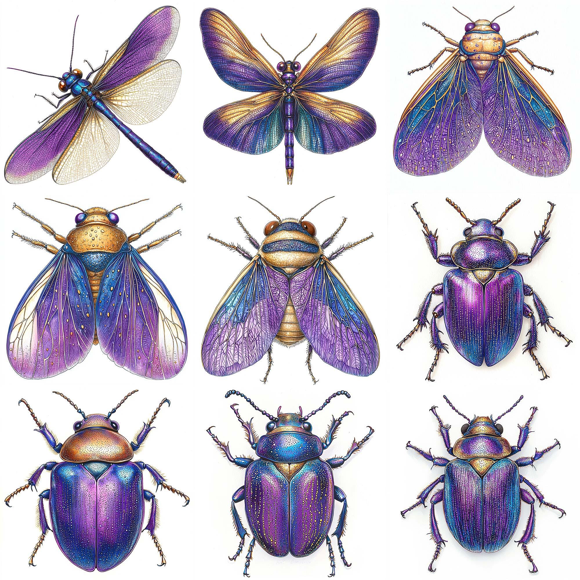 JPEG Purple Bugs Clipart Bundle Watercolor Bugs Insect Clipart ...