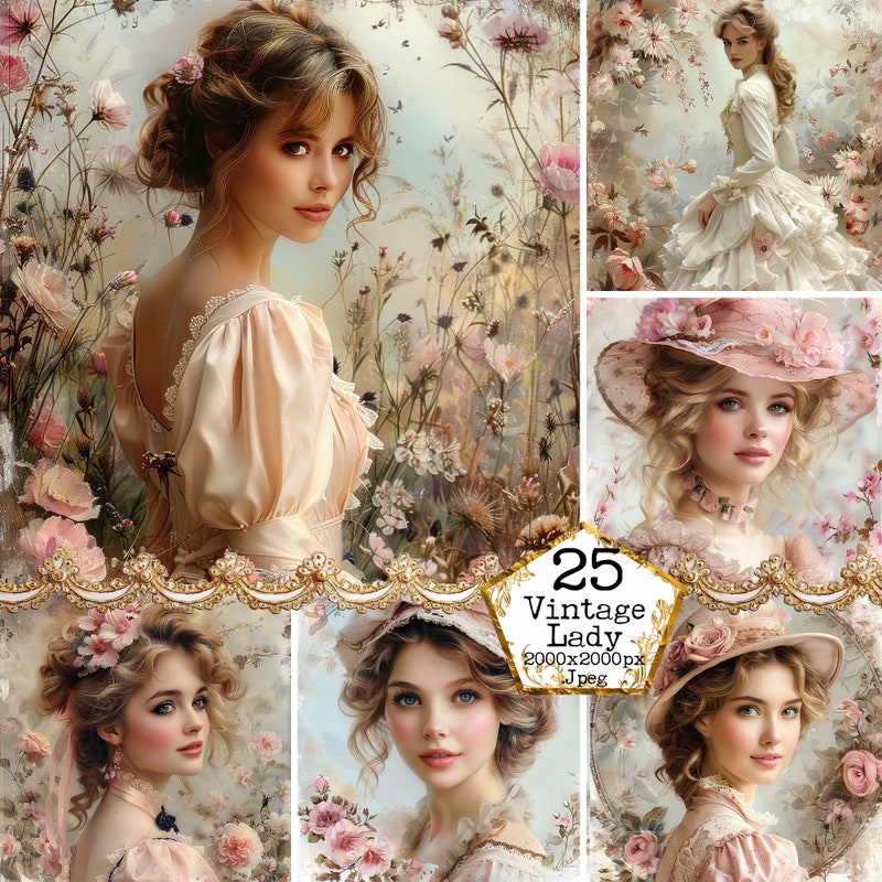 Vintage Lady Decoupage - Etsy UK