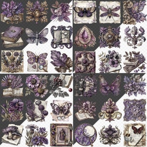 PNG BIG Vintage Ephemera Clipart Bundle Monochromatic Clipart ...