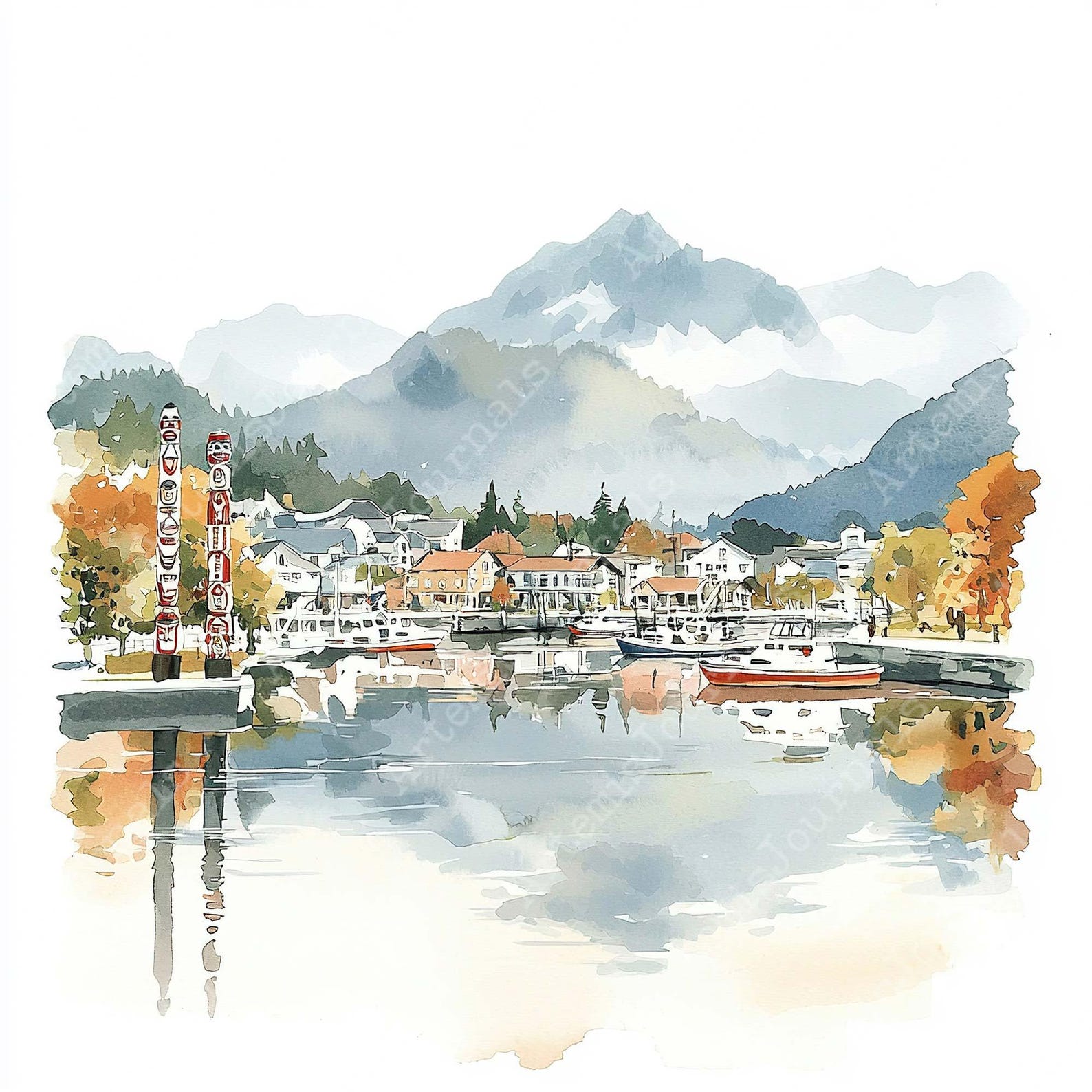 JPEG Watercolor Alaska Clipart Bundle City Clipart Landscape Clipart ...