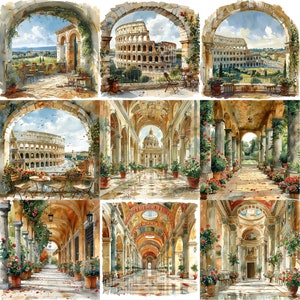 JPG Shabby Chic Colosseum Clipart Bundle JPEG Italy Clipart Commercial ...