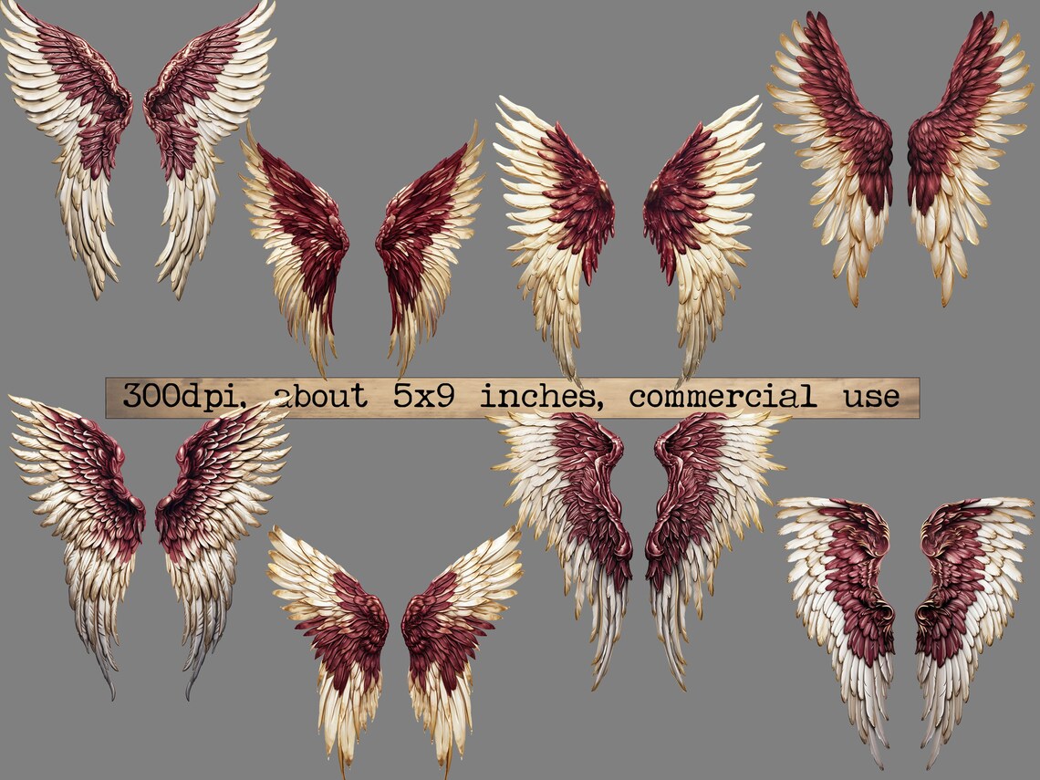 PNG Watercolor Angel Wings Clipart Bundle Paper Crafts Junk Journal ...