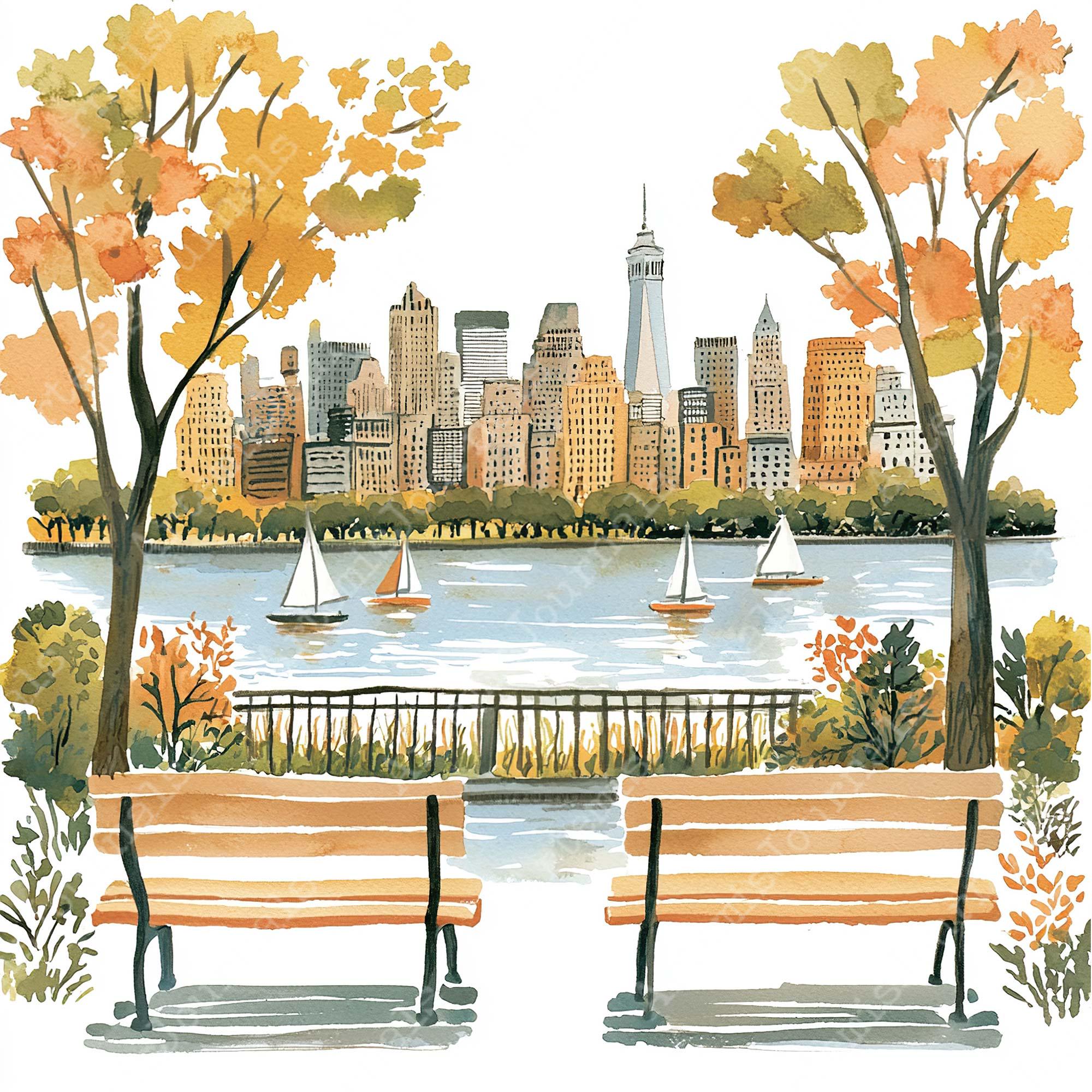JPEG Watercolor New York Clipart Bundle USA Clipart City Clipart State ...