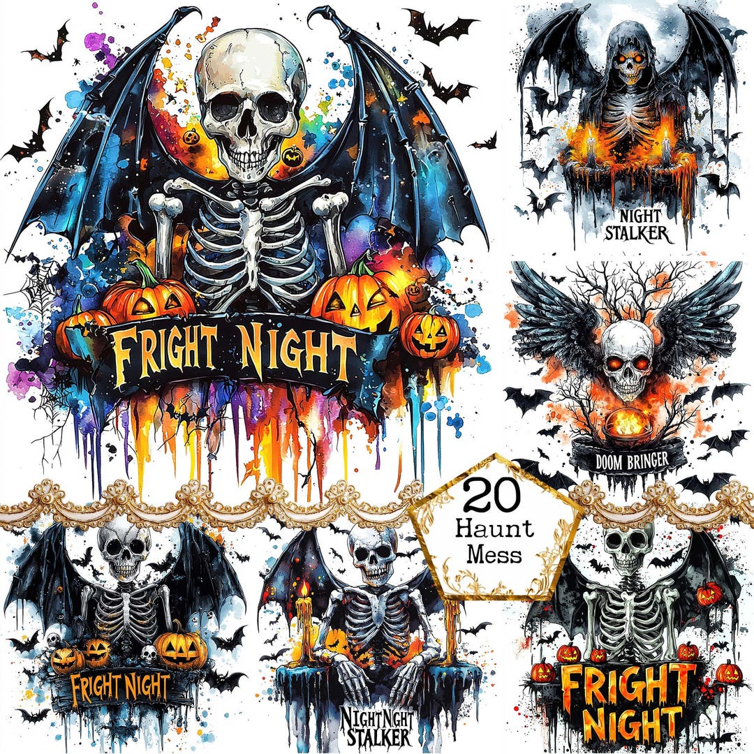 JPEG Sarcastic Skeleton Clipart Bundle Haunt Mess Death Bringer ...