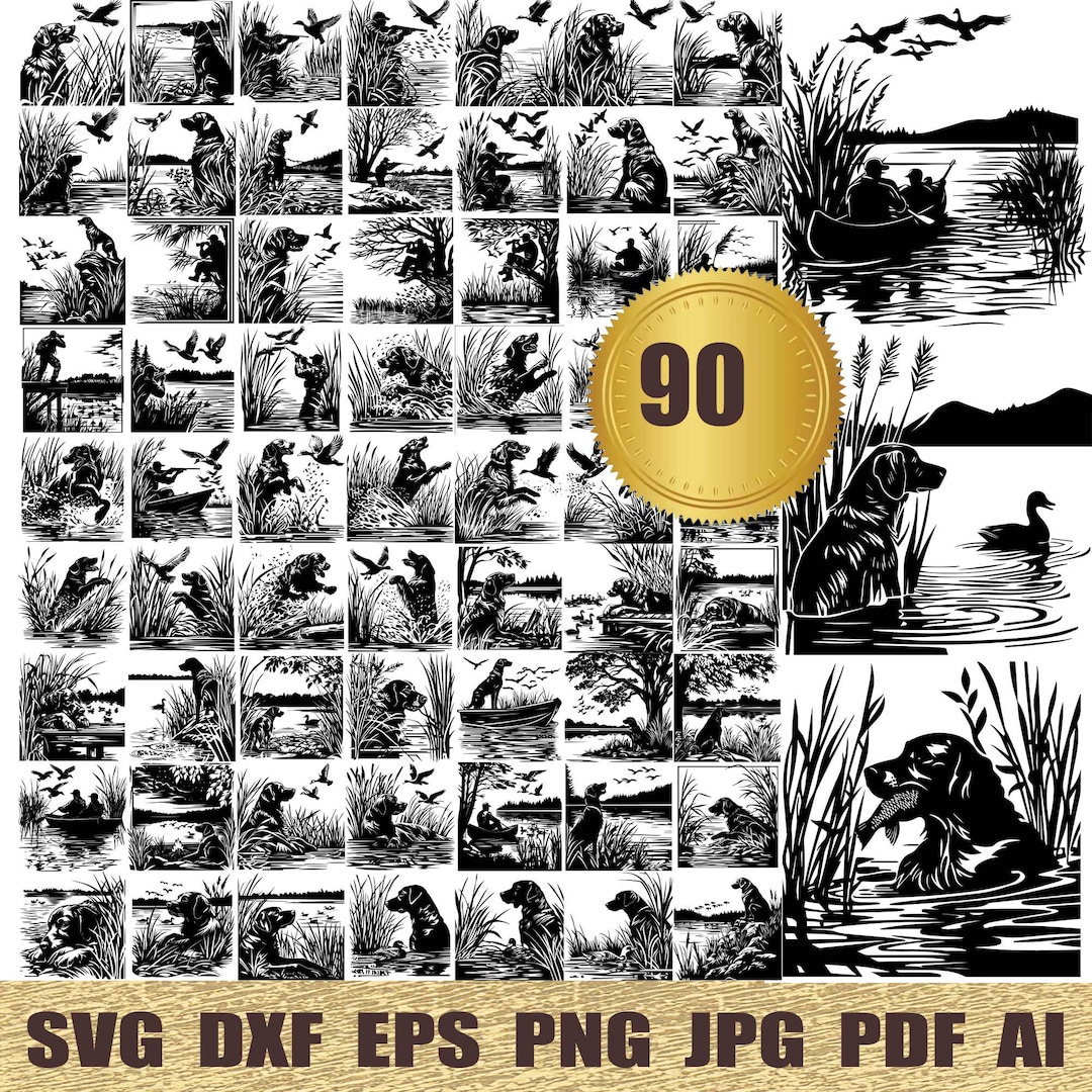 90 Mallard Duck Hunting Svg, Dxf, Eps, Ai, Pdf, Jpg Png Hunter Svg, Dxf ...