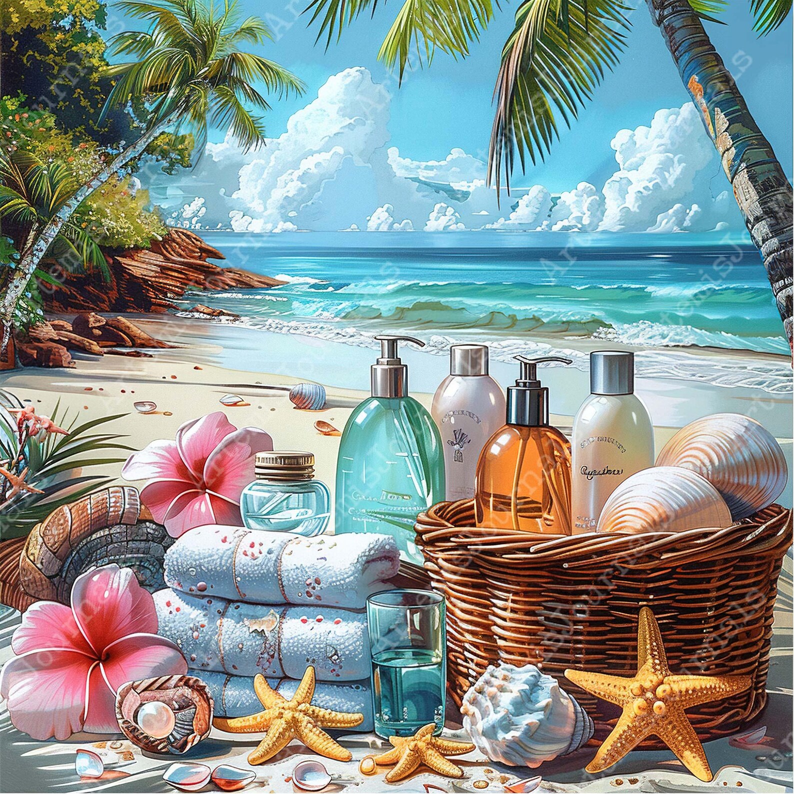 Watercolor Beach Self Care Clipart JPEG Watercolor Background ...