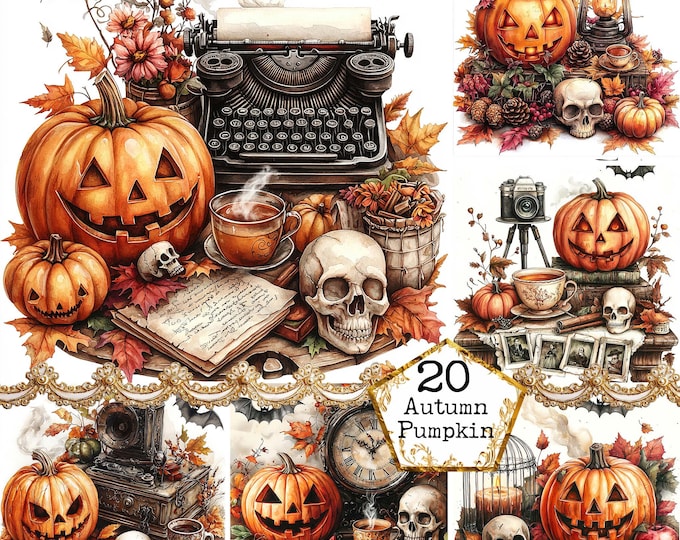 Pumpkins Clipart 12 Images Watercolor Shabby Chic Fall Clip Art Floral ...