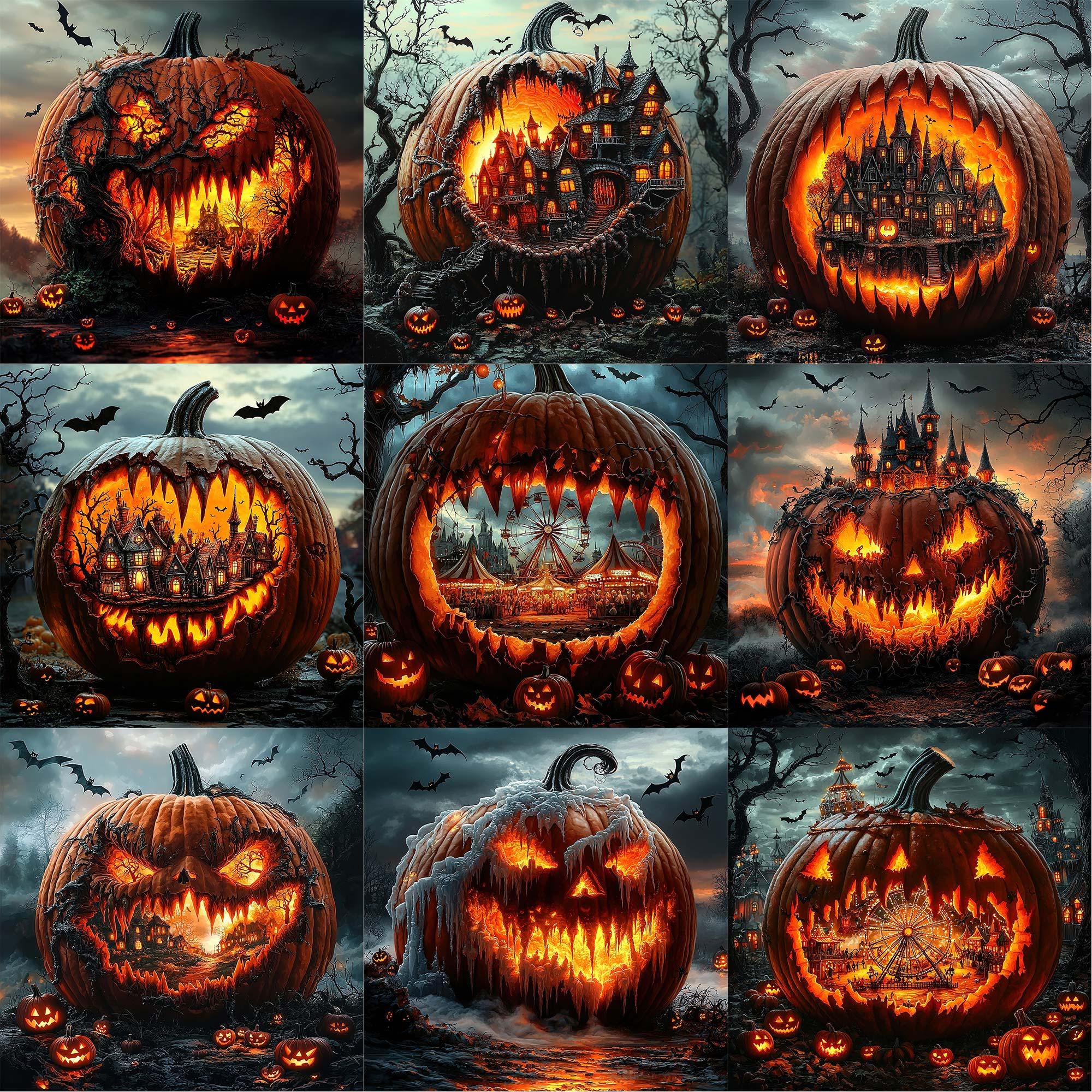 JPEG Spooky Pumpkin Illustration Halloween Background Scrapbook Paper ...