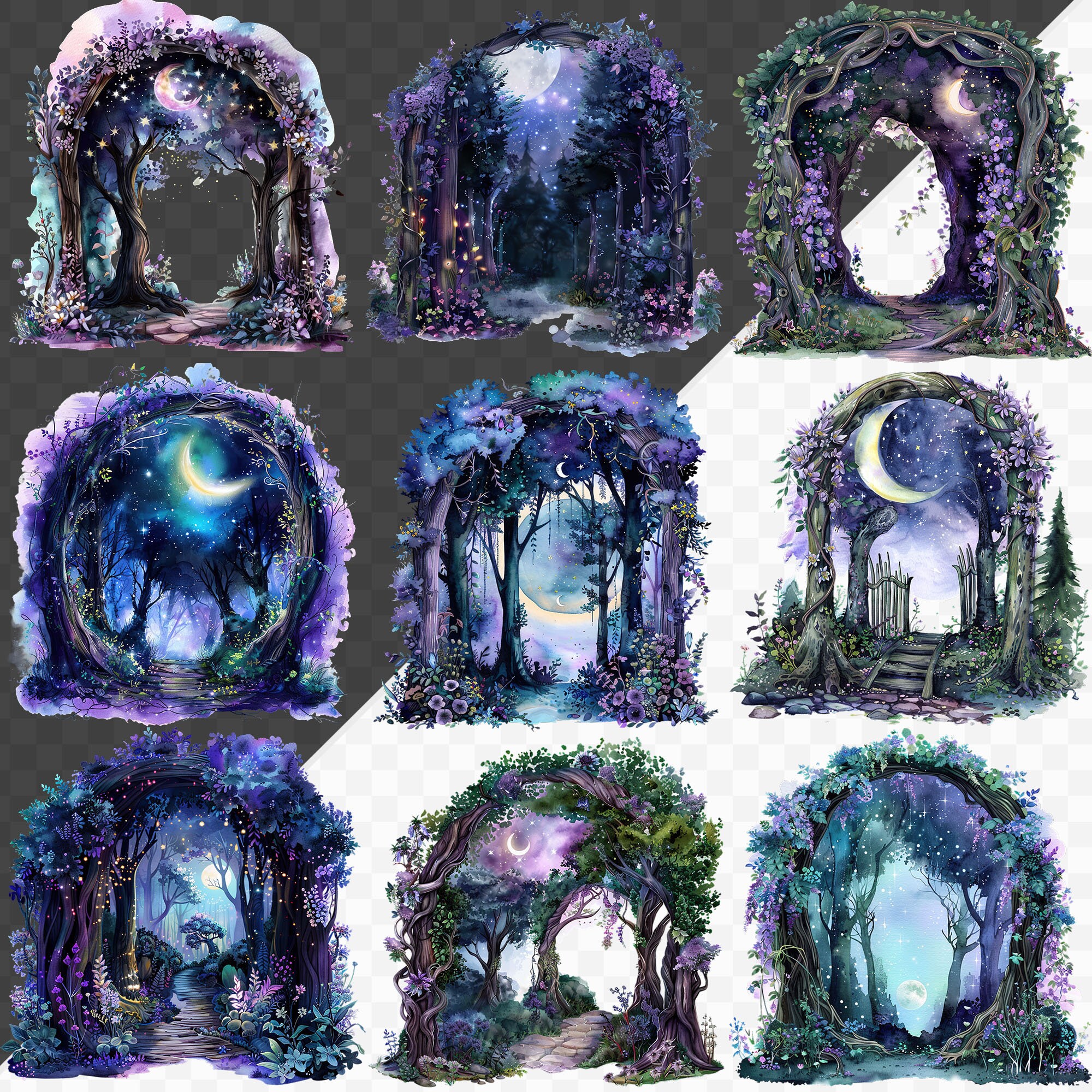 PNG Watercolor Magical Forest Clipart, Fairy Forest Clip Art, Forest ...