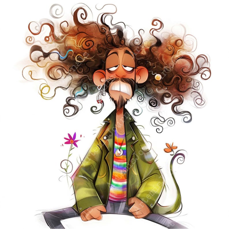 JPEG Quirky Man Clipart Bundle Whimsical Man Urban Man With Beard Funny ...