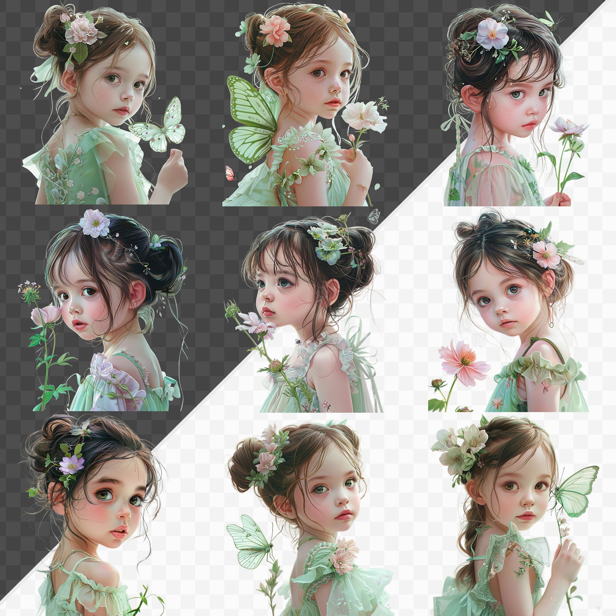 PNG Spring Girl Clipart Bundle Floral Girl Cute Little Child PNG ...
