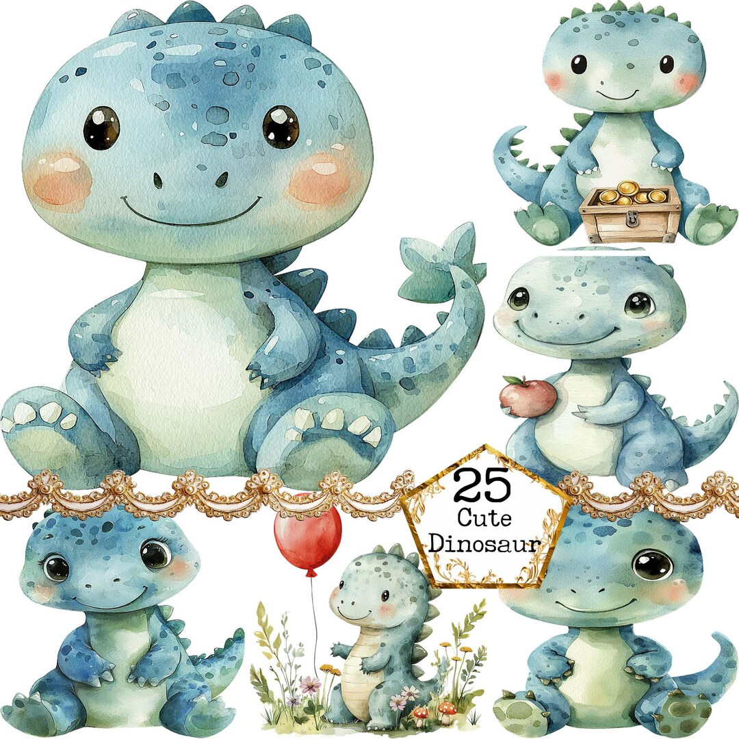 PNG Watercolor Dinosaur Clipart Nursery Clipart Baby Dinosaur ...