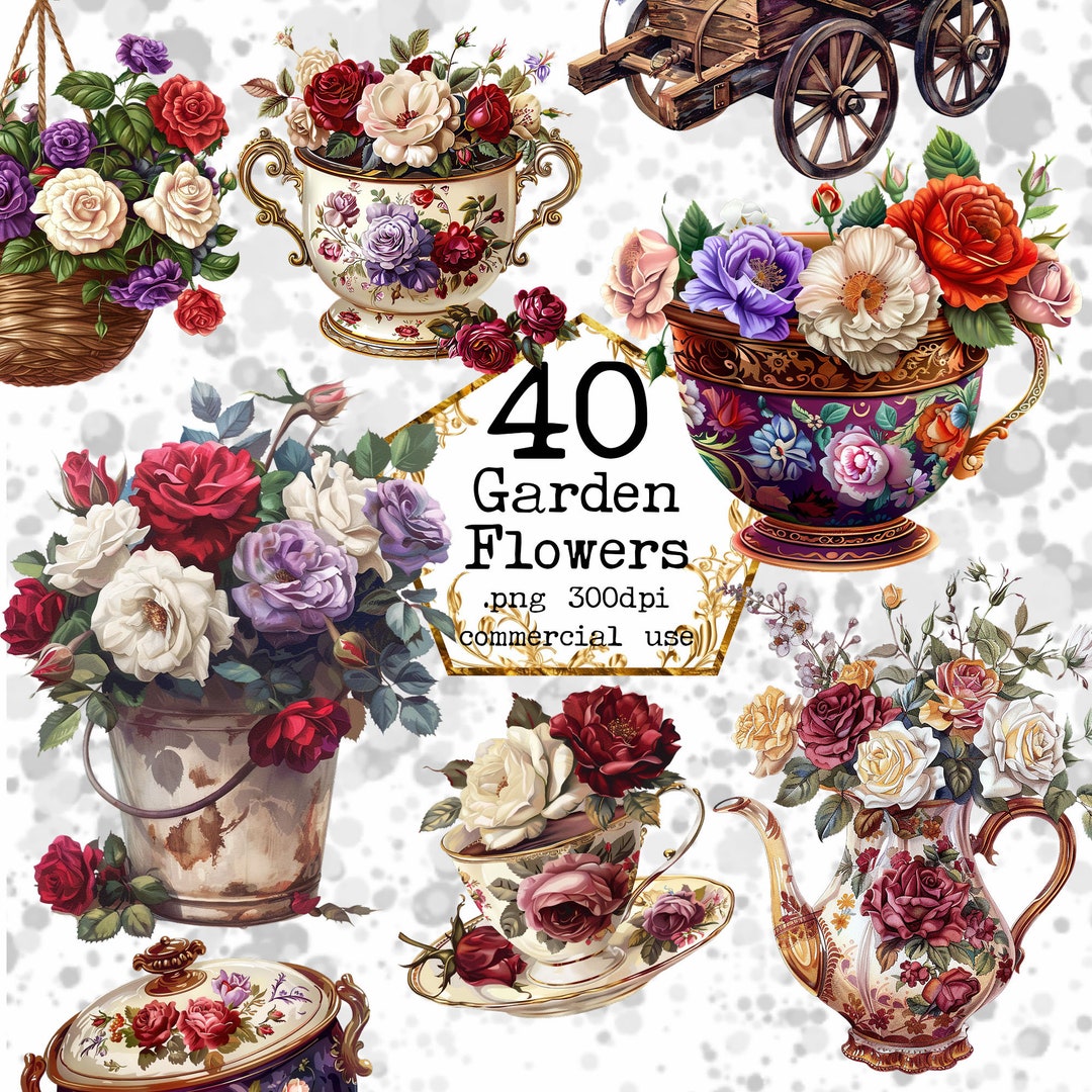 Watercolor Spring Garden Clipart Bundle Spring Flowers PNG Tulips ...