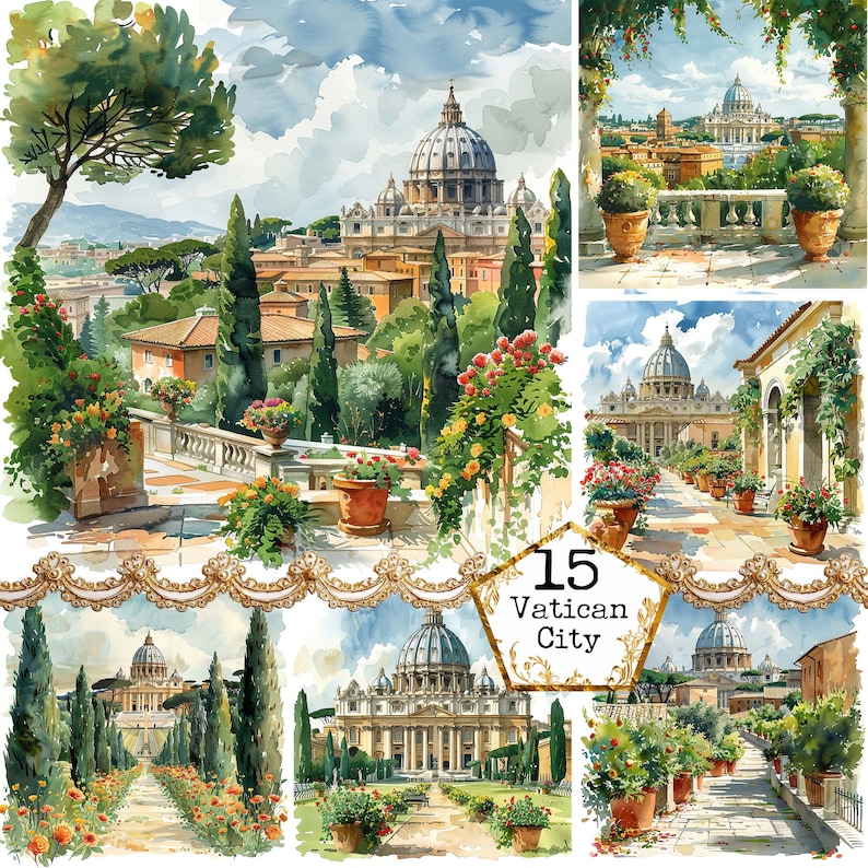 Vatican City Clipart Bundle JPEG Instant Download Religious Clipart ...