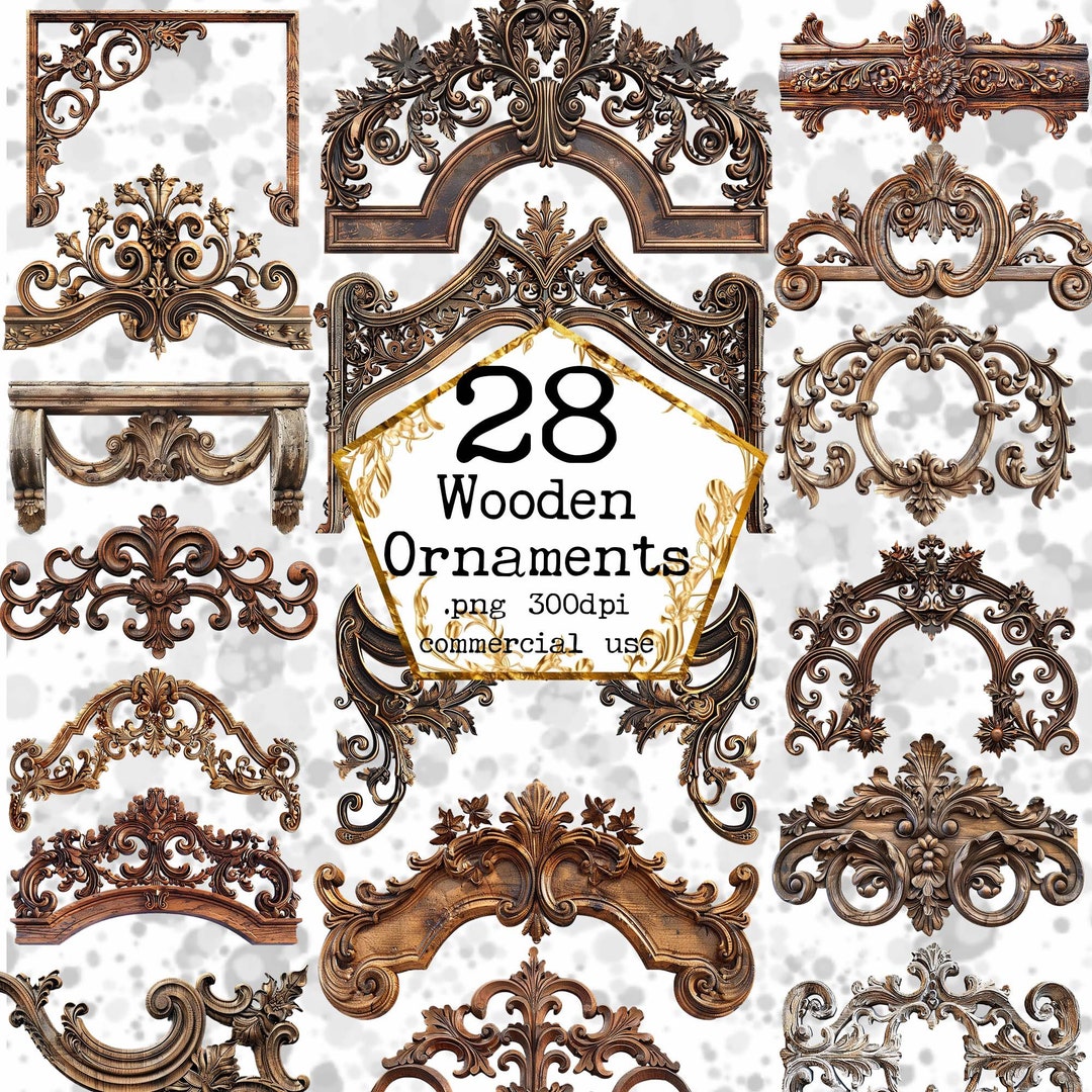 Wooden Corners Clipart Bundle Borders PNG Ornaments Clipart Vintage ...