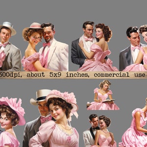 Retro Couple Clipart Bundle Retro Love Clipart Retro Lover PNG Vintage ...