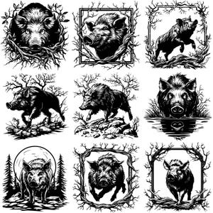 70 Wild Boar Svg, Dxf, Eps, Ai, Pdf, Jpg, Png Laser Engrave Files Svg ...