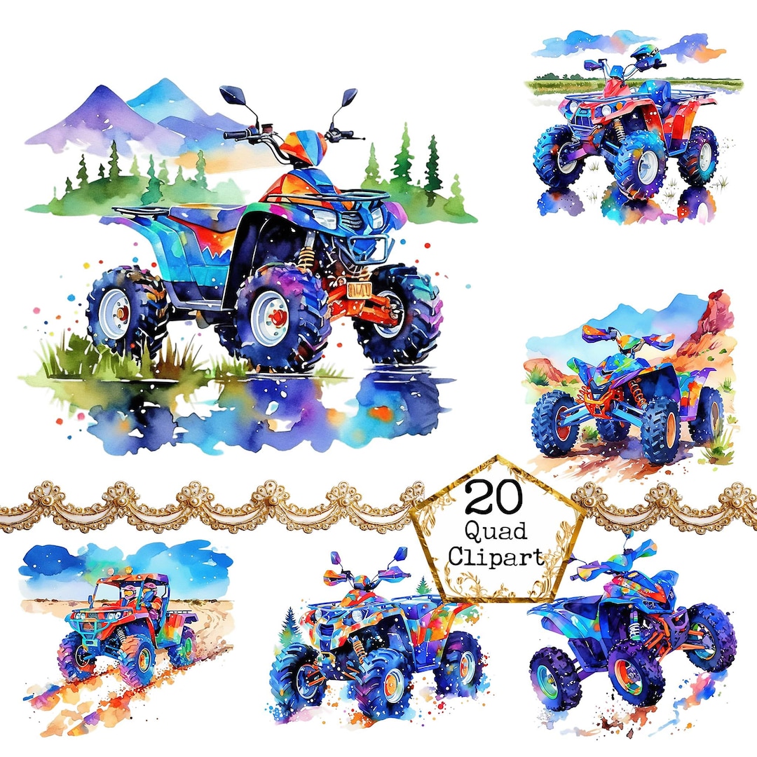 Watercolor Quad Bike - Clipart Bundle Sport Vehicle Instant Download in ...