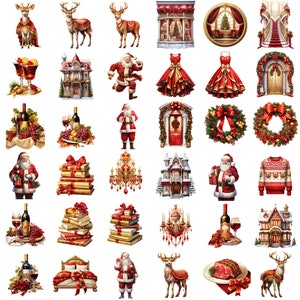 PNG Christmas Clipart Bundle: Diverse PNG Images, Matching Color ...