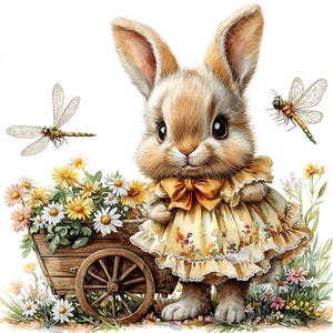 JPEG Watercolor Spring Rabbit Clipart Bundle Cute Bunny Clipart Spring ...