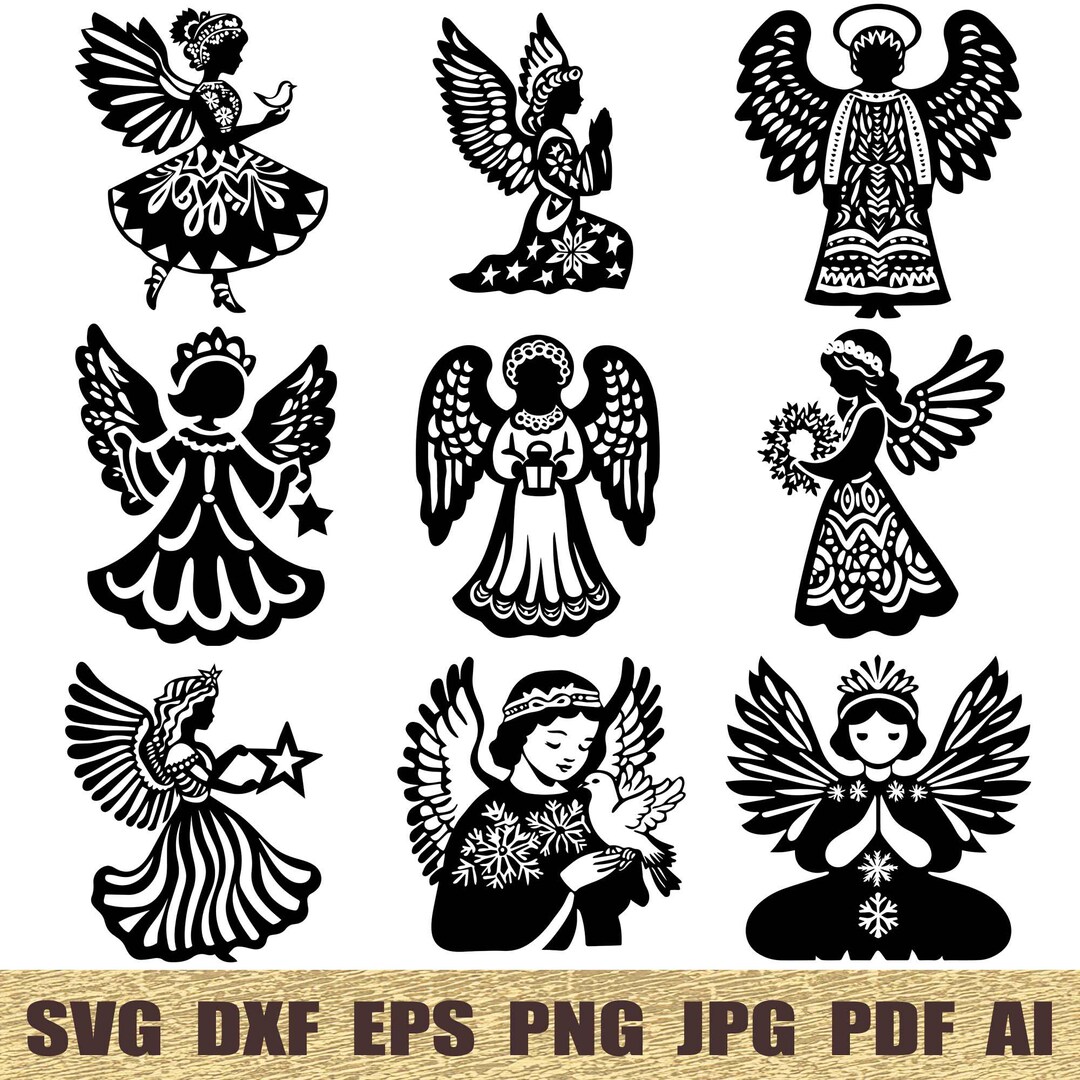 30 Angel Svg, Dxf, Eps, Ai, Pdf, Jpg, Png, Winter Christmas Clipart ...