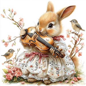 JPEG Watercolor Spring Rabbit Clipart Bundle Cute Bunny Clipart Spring ...