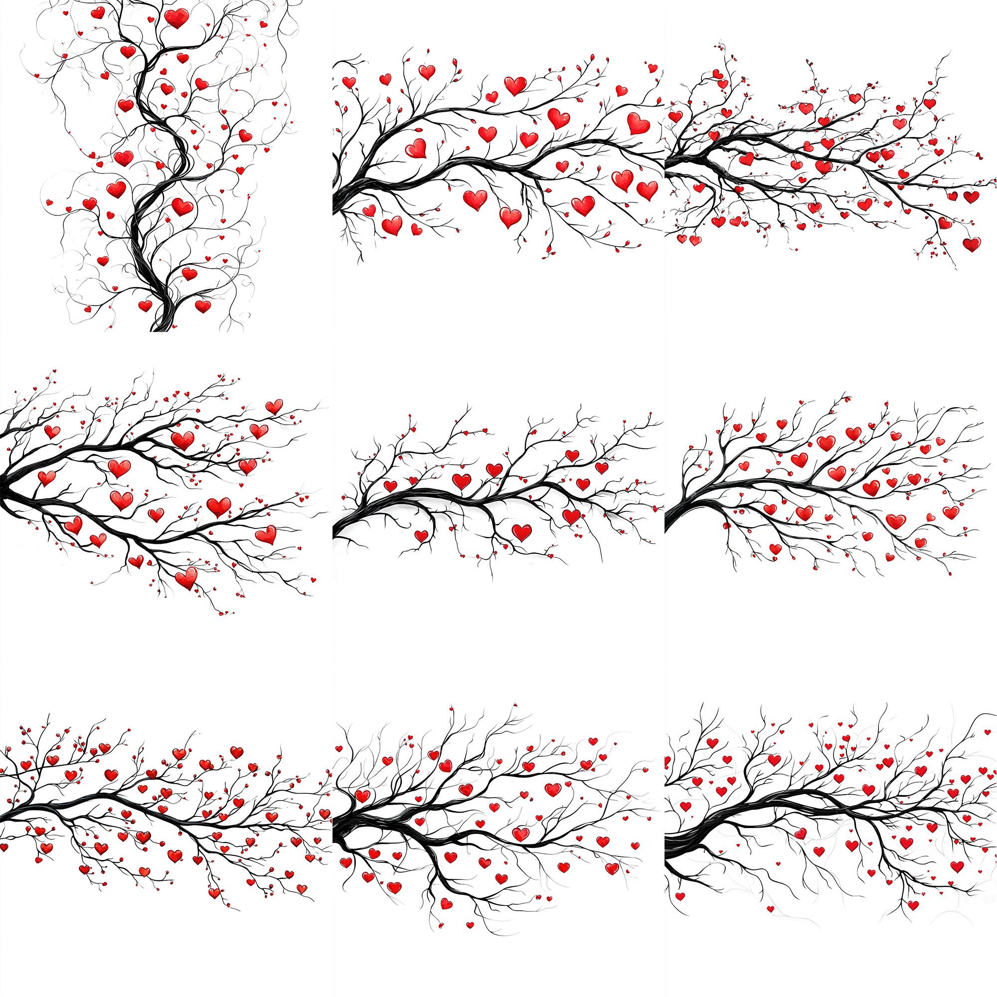 JPEG Watercolor Heart Branches Clipart Bundle Valentine's Day Clipart ...