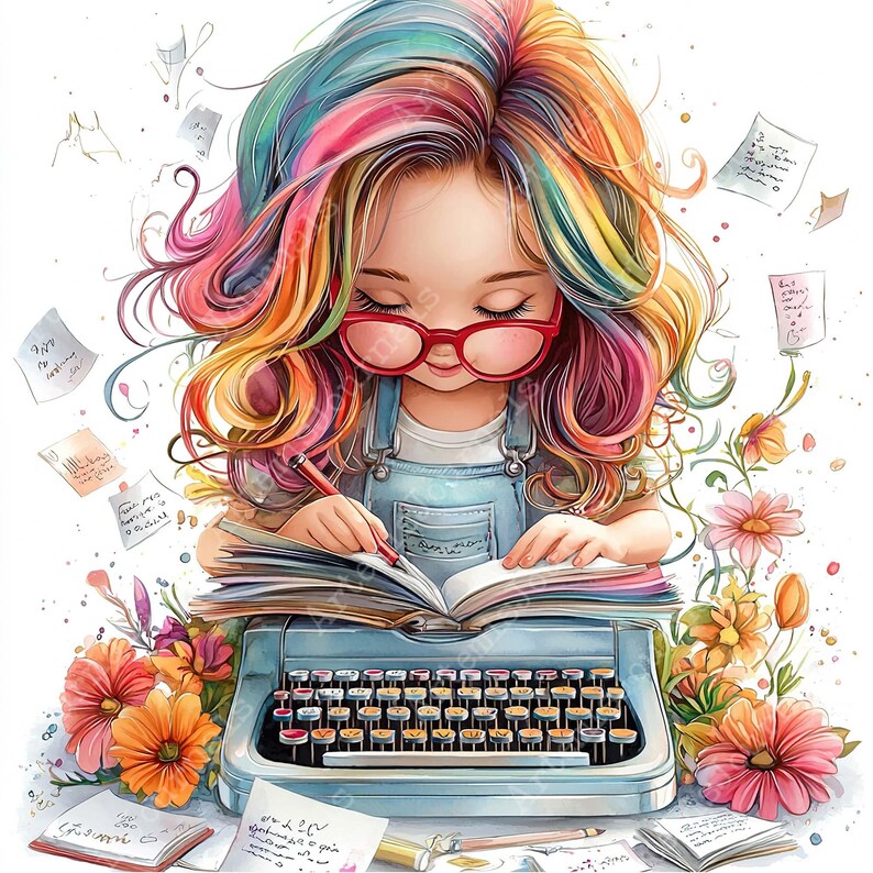 JPEG Rainbow Booklover Clipart Bundle Bookworm Clipart Readier Clipart ...