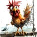 JPEG Super Weird Watercolor Rooster Clipart Bundle Whimsical Rooster ...