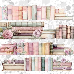 Watercolor Pastel Floral Book Borders Clipart Bundle Floral Books ...