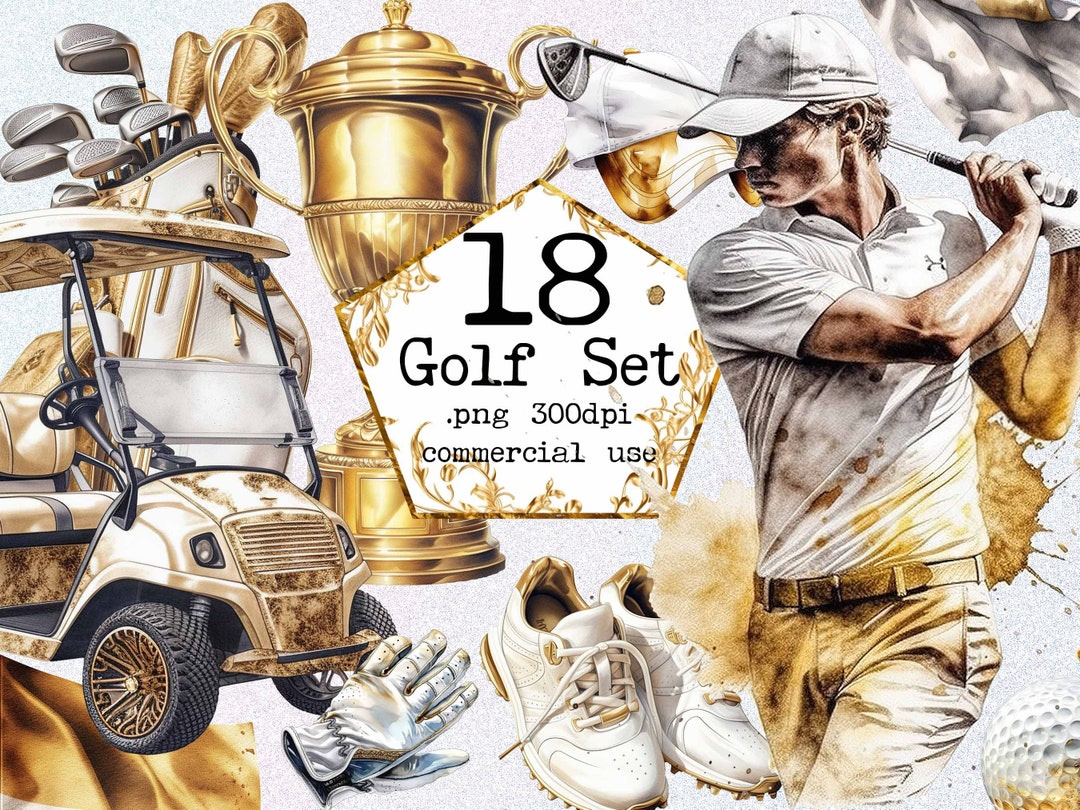 Golf Watercolor Bundle Sport Art Set Ball Scrapbooking Png Graphics ...