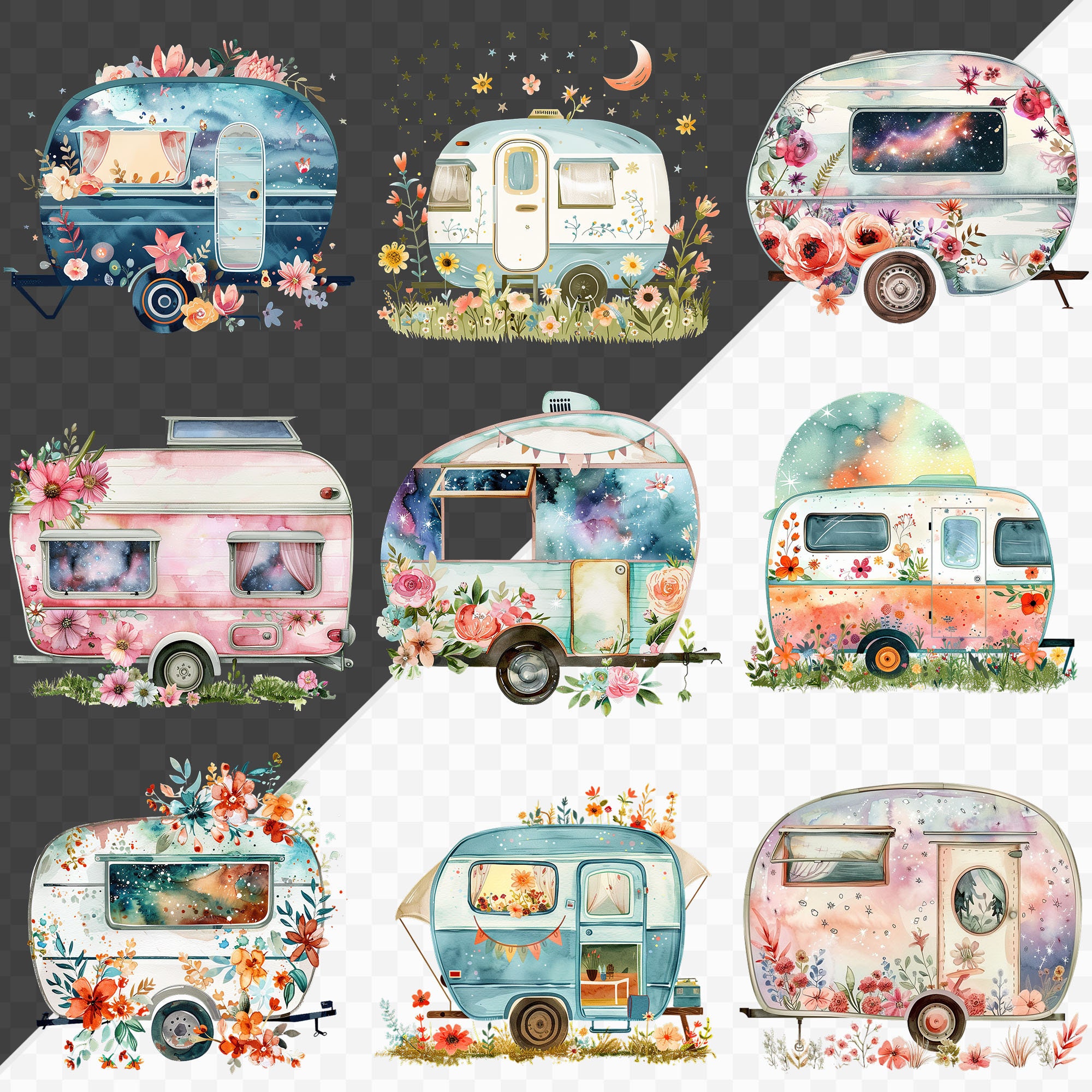 PNG Watercolor Camping Clipart Digital Graphics Instant Download ...