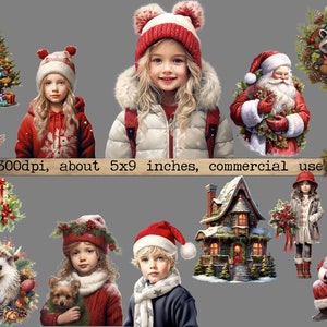 Big Christmas Bundle Clipart Transparent PNG, Little Girls, Christmas ...